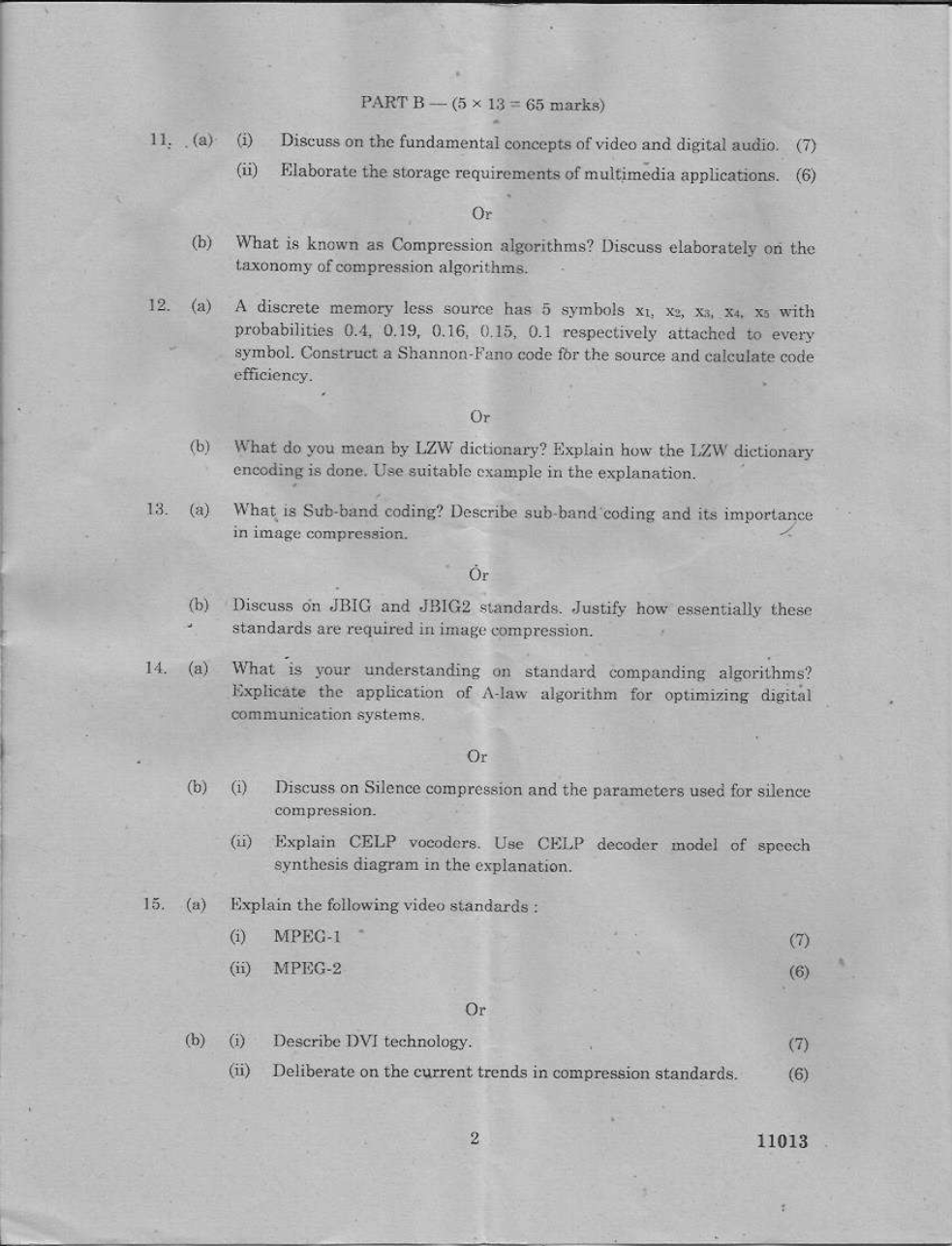 Anna University MU 5091-MULTIMEDIA COMPRESSION TECHNIQUES APRIL MAY 2019 Question Paper ...