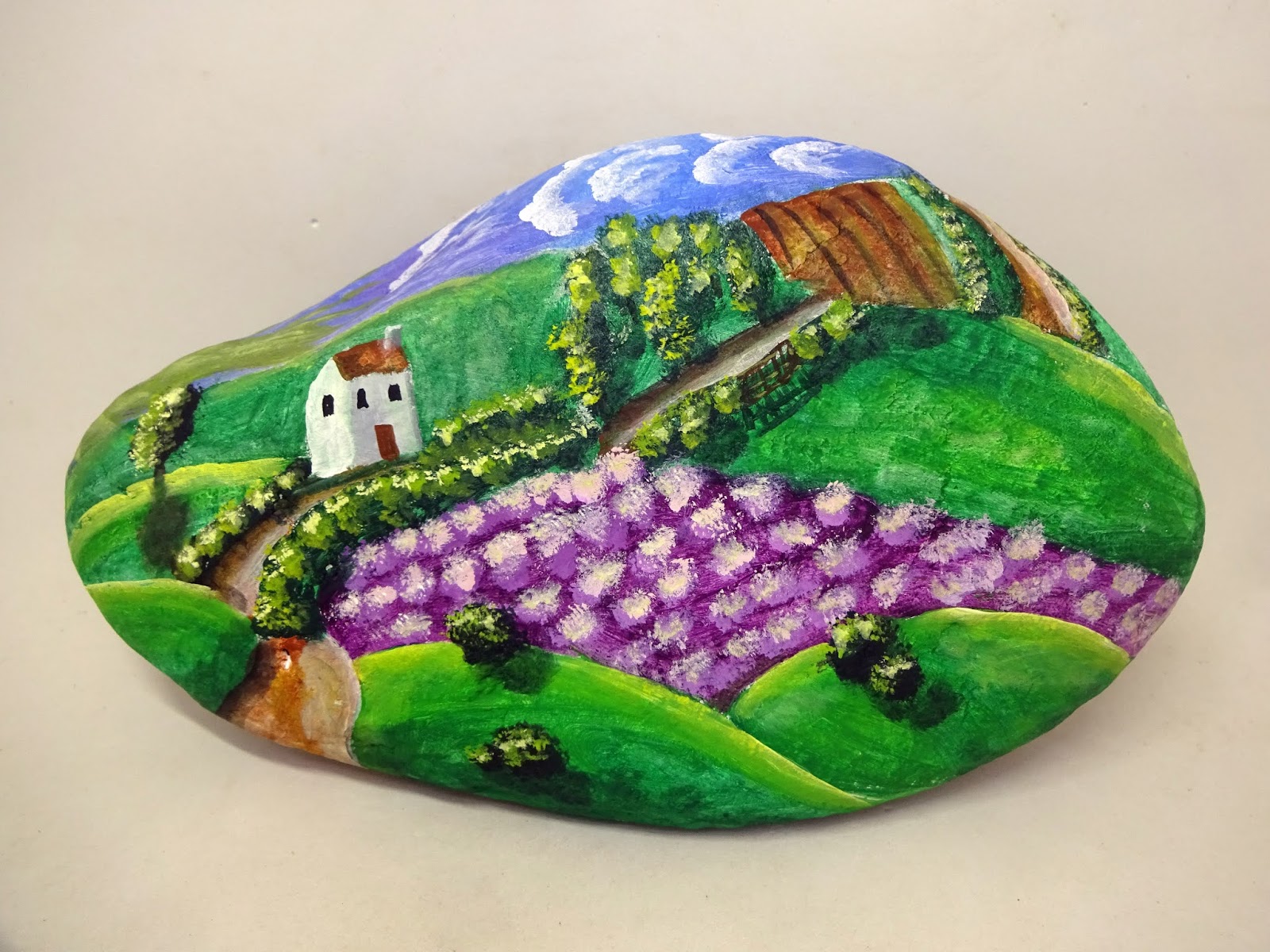 Piedras Pintadas A Mano Como Pintar Piedras Con Paisaje Naif Paso A Paso