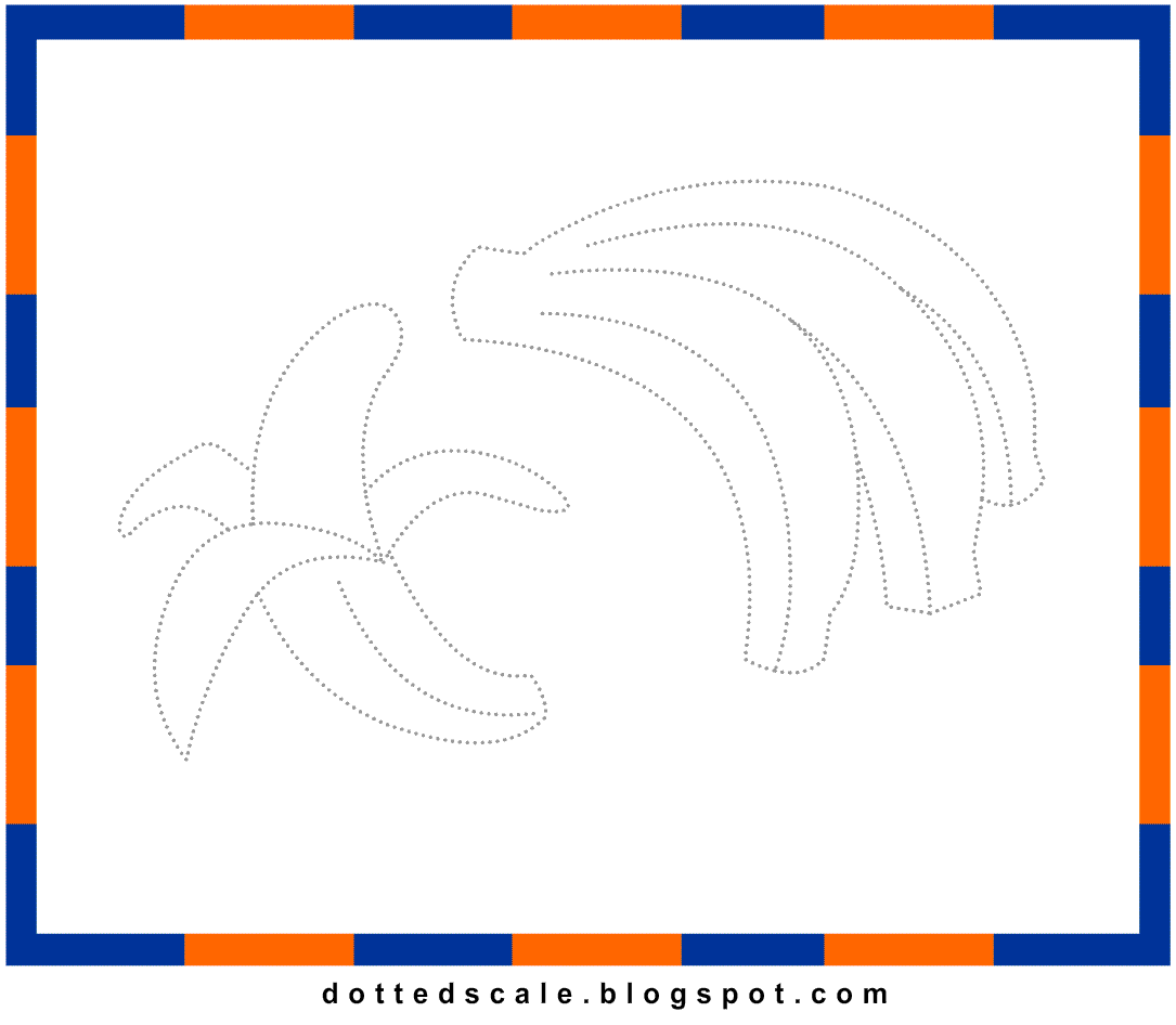 Printable Dotted Drawing Pictures: Banana Dotted