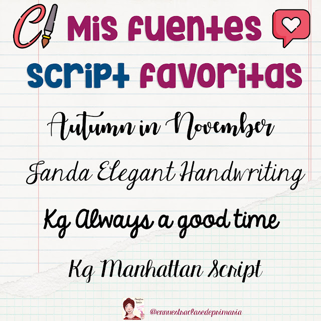 En nuestra clase de Primaria: Mis fuentes Script favoritas