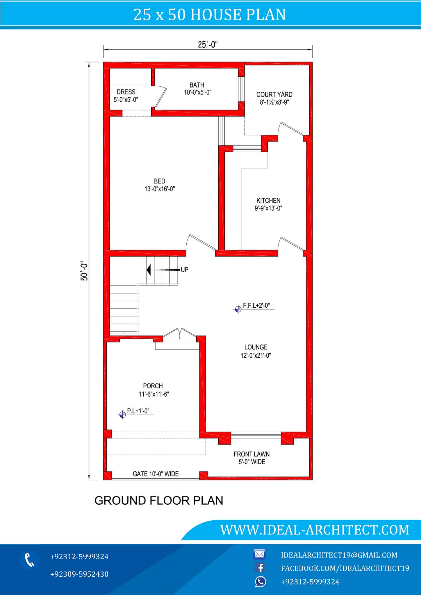 25x50 House Plan, 5 Marla House Plan
