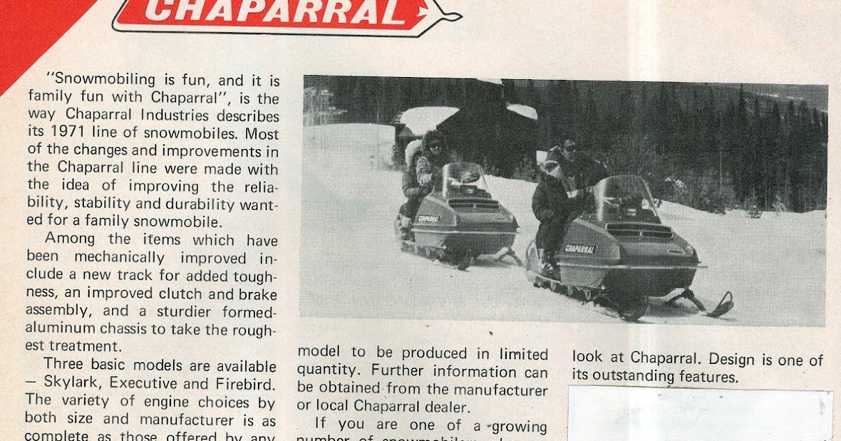 CLASSIC SNOWMOBILES OF THE PAST: 1971 CHAPARRAL SNOWMOBILES