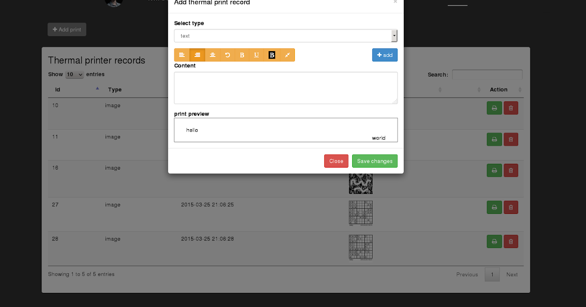 Thermal printer with RPi