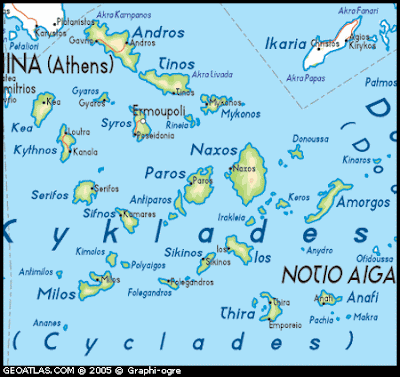 Cyclades Map Geographic City | Greece Map Provincial City