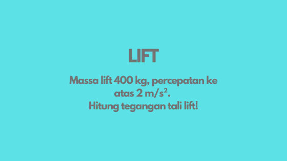 Lift bermassa 400 kg bergerak ke atas dengan percepatan 2 m/s² ...