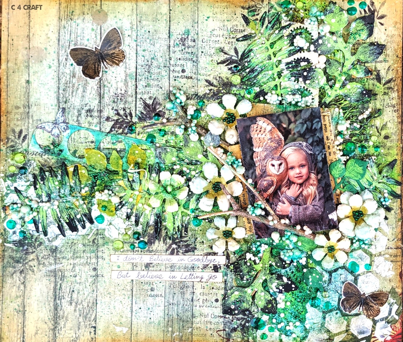 C 4 Craft: Monochromatic Mixed Media Layout "Wild Greenary" | Video ...