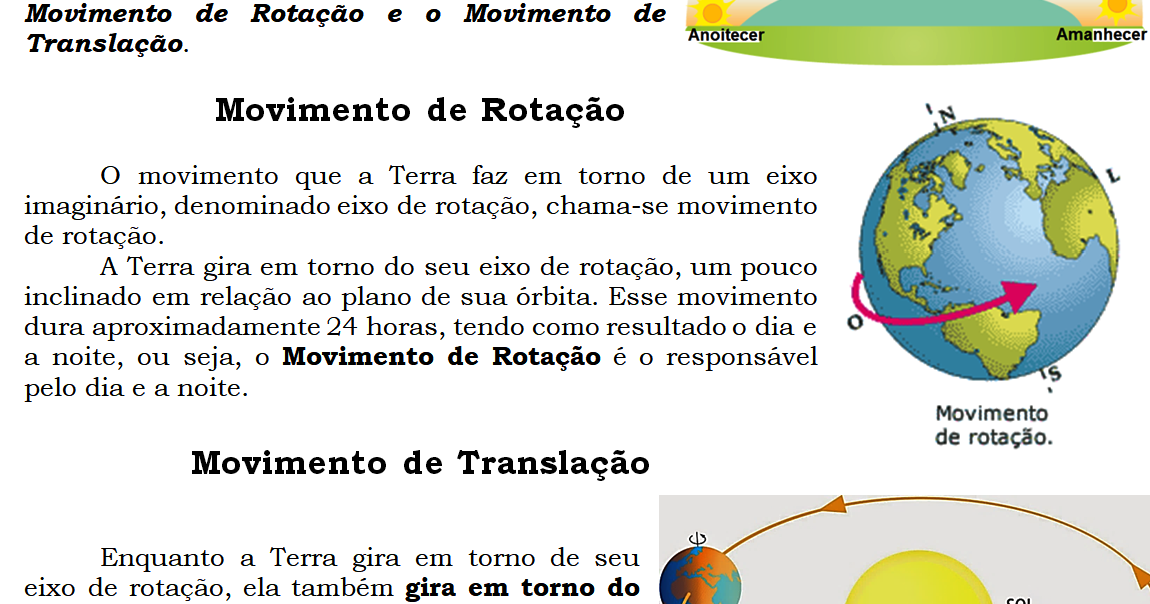 Atividades Sobre Os Movimentos Da Terra 4 Ano - BRUNIV Atividades Sobre Os Movimentos Da Terra 4 Ano - BRUNIV