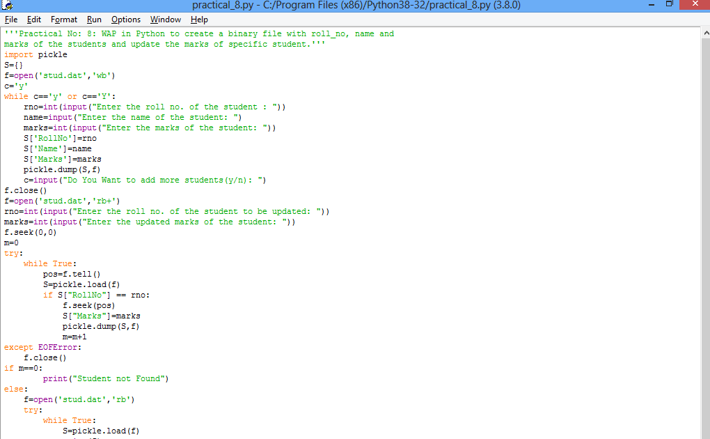 TGTPGTCS: Practical No. : 8 - Create a binary file with roll_no, name ... TGTPGTCS: Practical No. : 8 - Create a binary file with roll_no, name ...