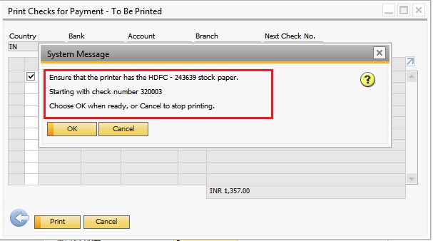 SAP Business One Knowledge: Auto-Numbering Check Set-up in SAP Business One