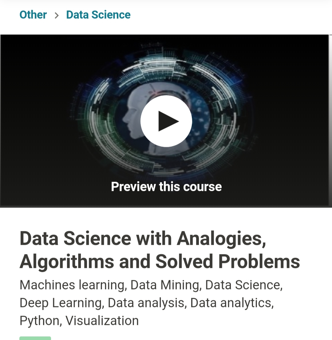 Data Science with Analogies, Algorithms and Solved Problems Data Science with Analogies, Algorithms and Solved Problems