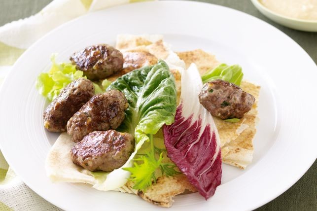 Lamb kofta with Lebanese bread and hommus recipe