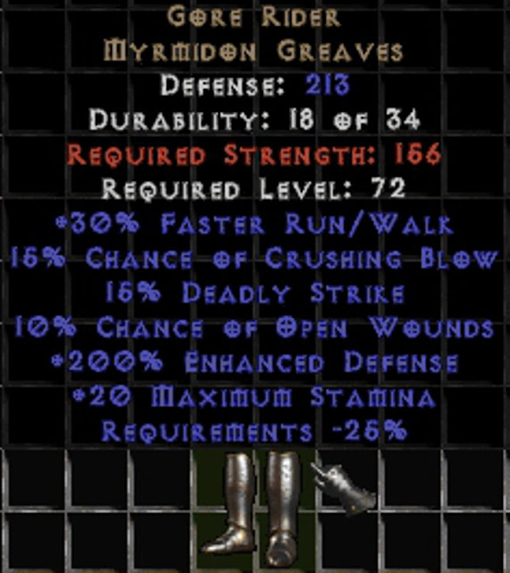 Best cRPGs: PERFECT GORE RIDER boots upped, Diablo 2 Resurrected, d2 gores