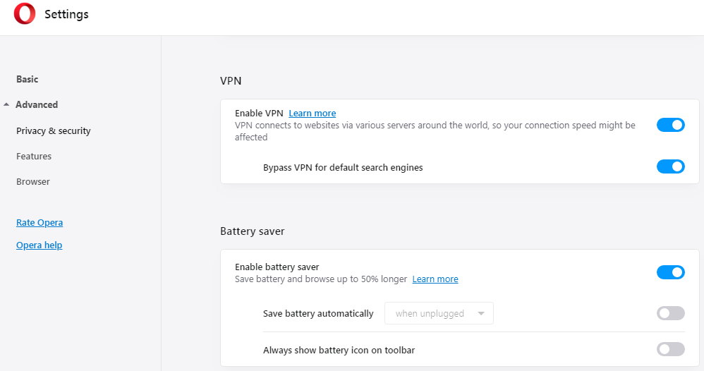 How to activate VPN in Opera browser - FXZone