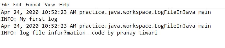 Generate Log File Through Java Programming Language
