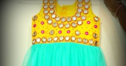 Mirror Work Frock in Pastel Color - Indian Dresses