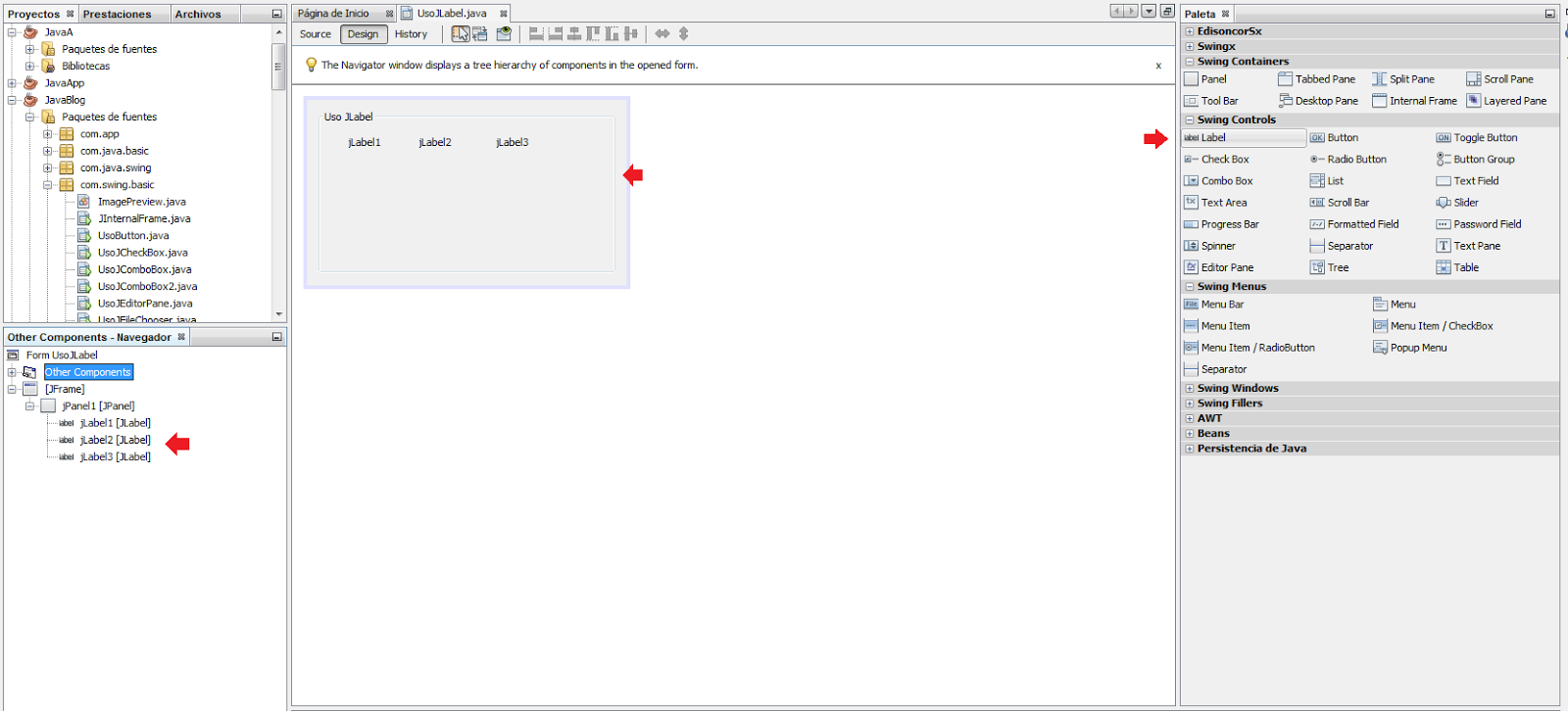 Tutoriales JAVA: Uso básico de elementos Swing con NetBeans – 19 – Uso ...