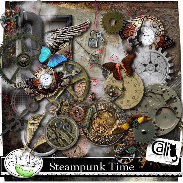 Digital scraps by Nona: Kit Steampunk Time and Template Warm Pink 1 ...