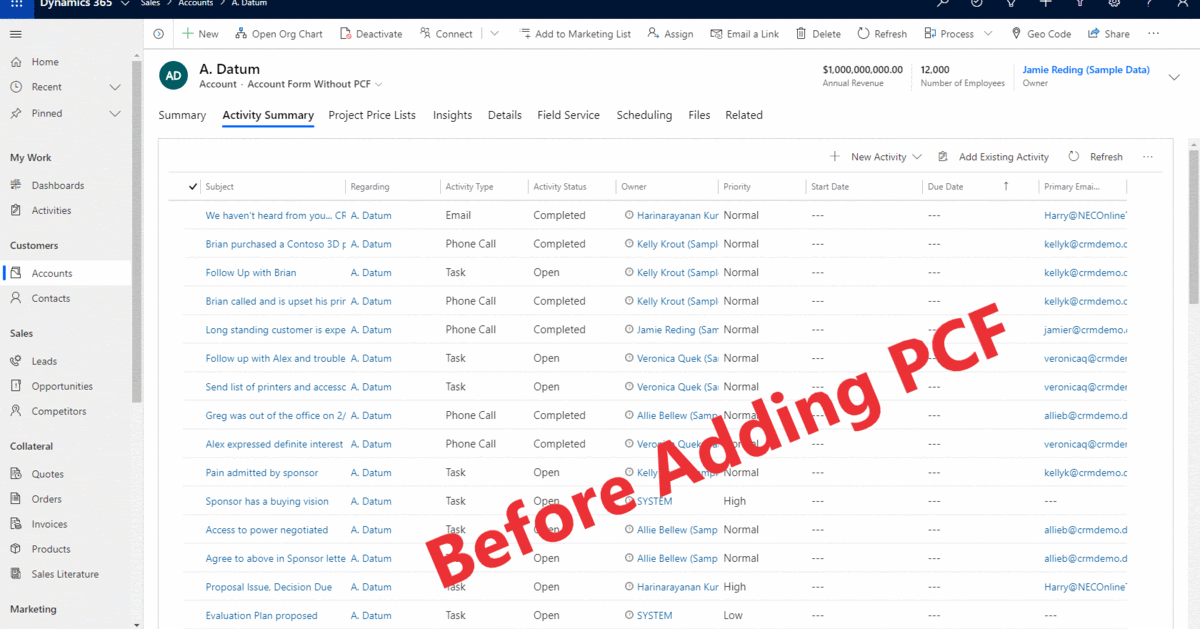 Dynamics CRM World!!: My First PCF Control - Activity analyzer (using Chartjs)