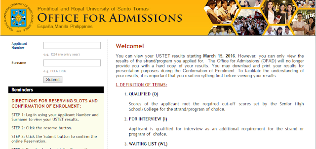 USTET results for AY 2016-2017 officially released online