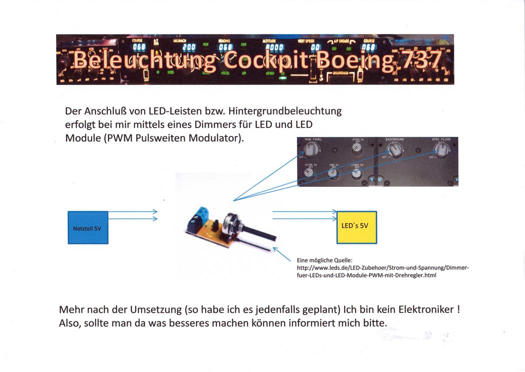 Boeing 737 Homecockpit: Beleuchtung Cockpit / neu Map Light