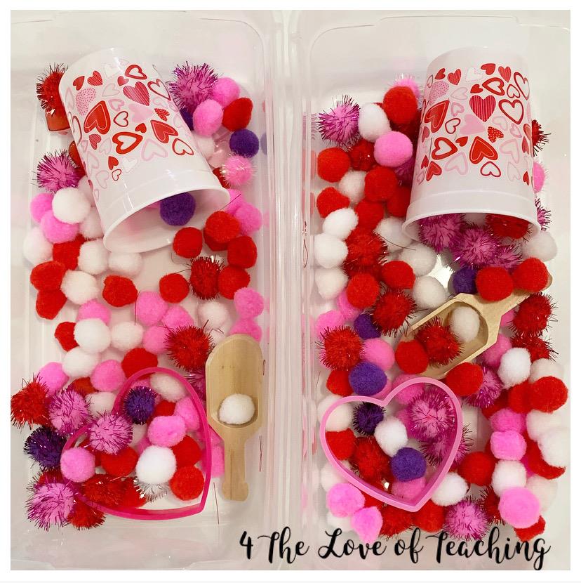 Valentine's Day Simple Sensory Bin - For the Love of Teaching