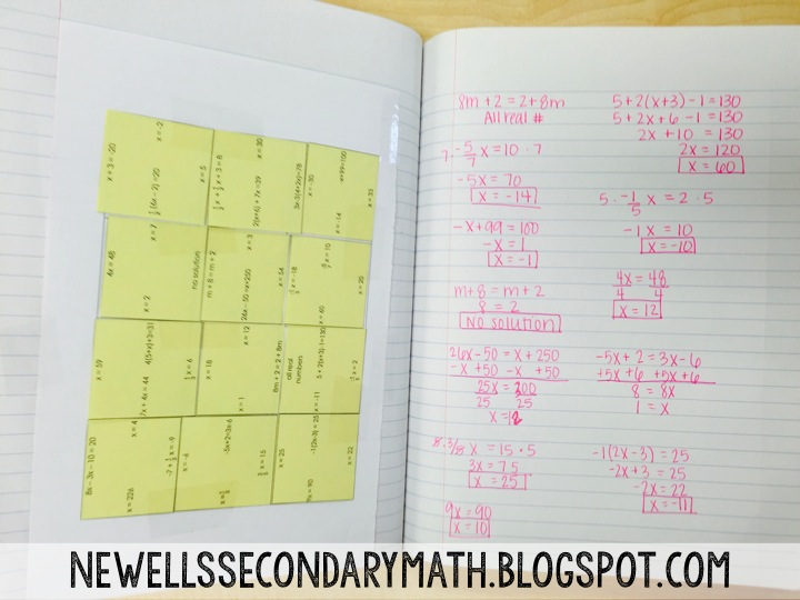 Solving Equations Flip-book for INB | Mrs. Newell's Math