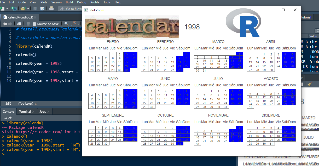 Hablamos R: Crear calendarios usando el paquete calendR