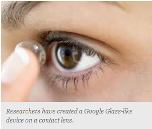 In India New Technologies : Google Glass 'comes to' contact lens