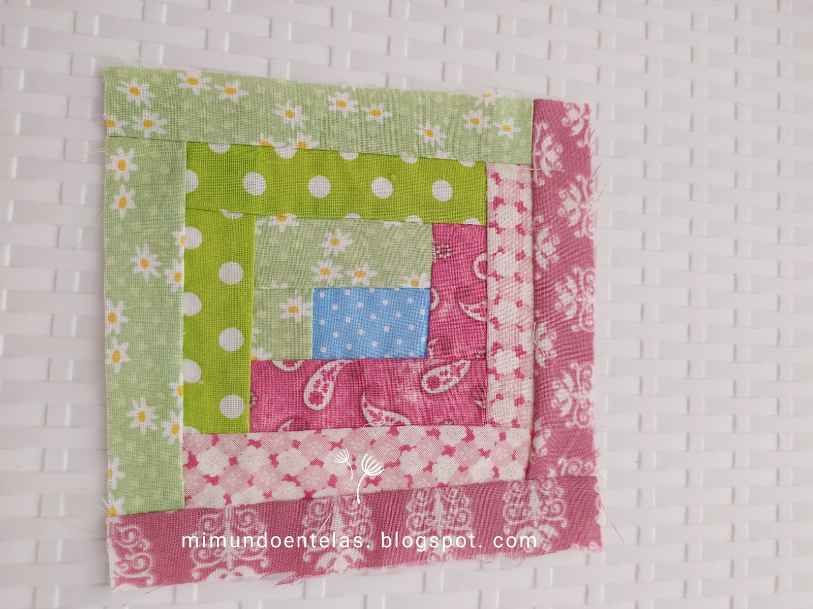 mimundoentelas.com: PATCHWORK: bloque de log cabin paso a paso