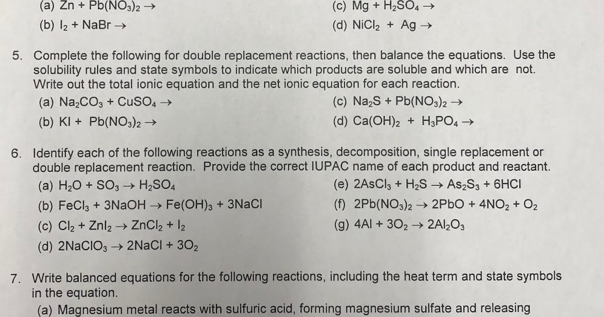 Murph's Blog of Chem Joy: SCH 3U/4C - Chemical Reaction Review
