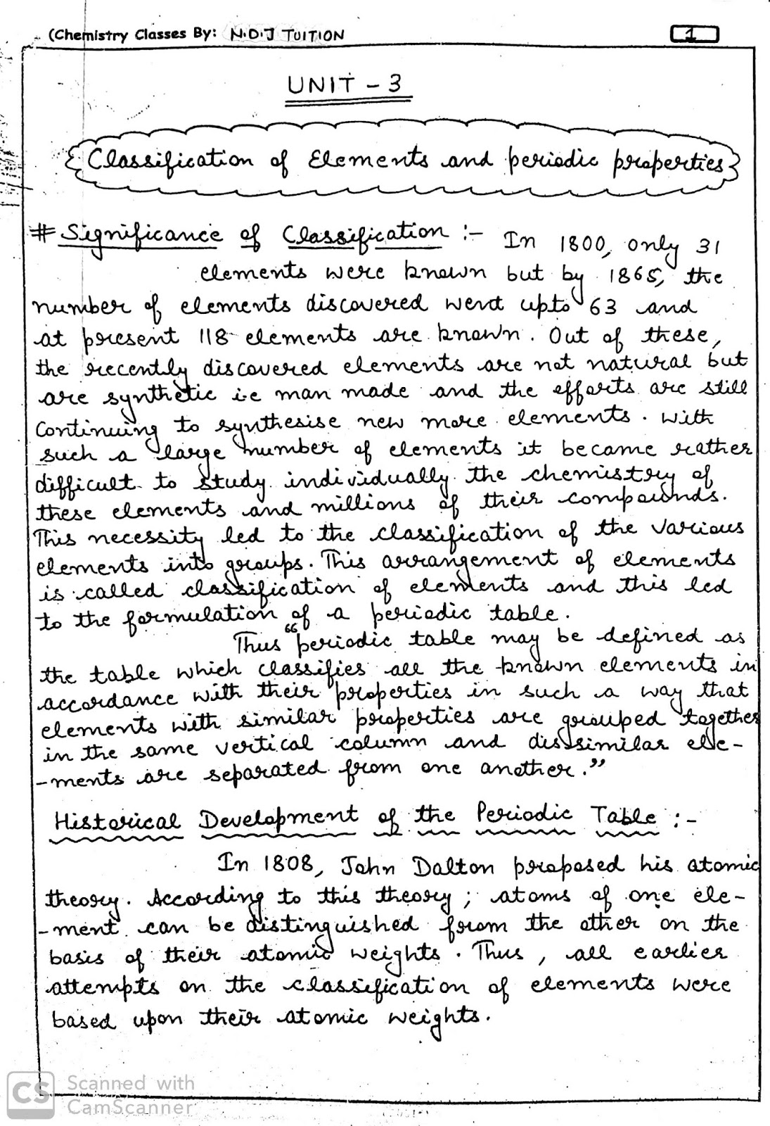 Classification of Element and Periodic Property Handwritten Notes for ...