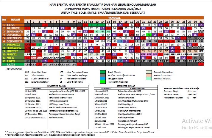 √ KALENDER PENDIDIKAN 2021/2022 JATIM [EXCEL], [PDF] - BUMA BLOG