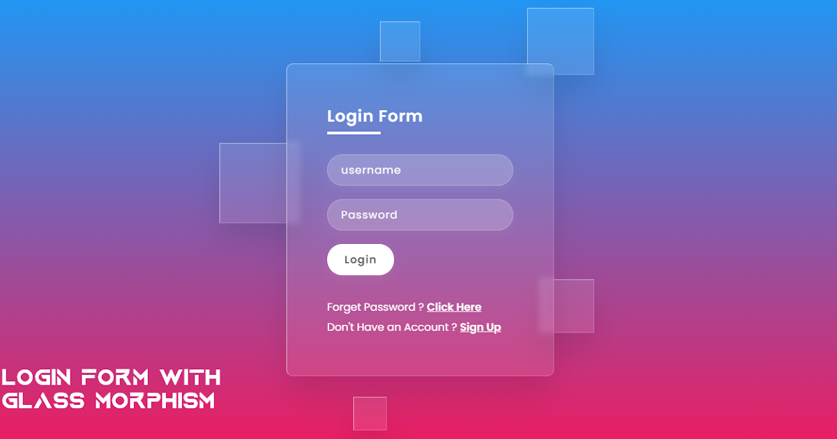 Animated Login Form using HTML CSS | Glass morphism - CodingINDIA ...