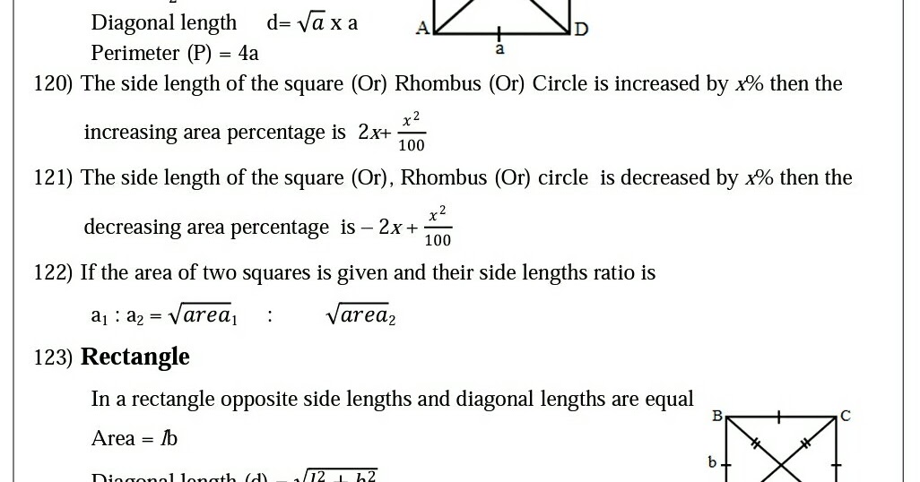 ARITHMETIC AND REASONING FOR COMPETITIVE EXAMS : Mensuration formulas
