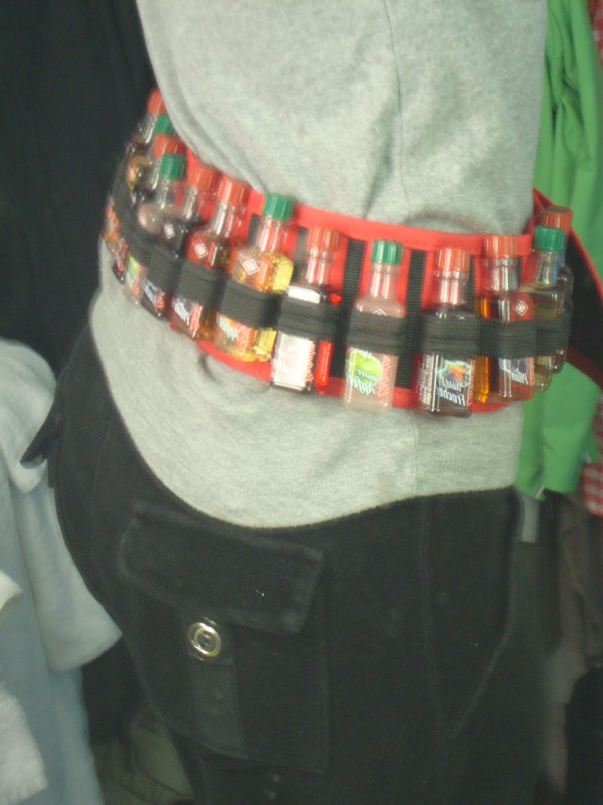 HOT PINK COMBAT BOOTS: ALCOHOL BELT - THE CLOSE UP