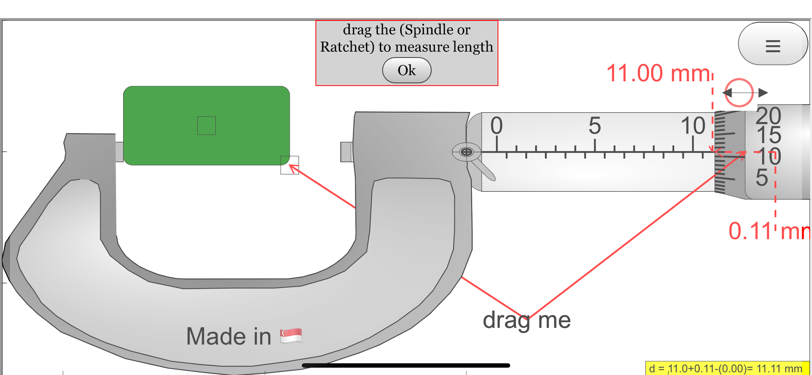 Micrometer App Version Full Screen Javascript Html5 Applet Simulation Model Open Educational