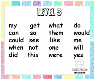 Teacher Fun Files: Basic Sight Words in Different Levels