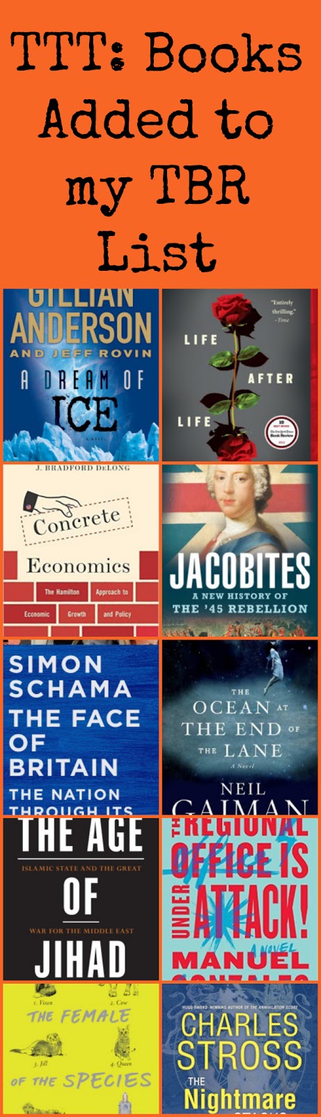 Mentor's Reader: TTT: Books I've Added to My To-Be-Read List Lately