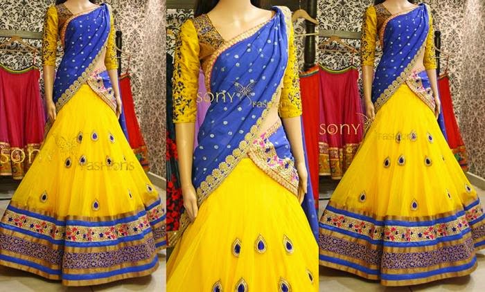 Haldi Yellow Half Saree - Saree Blouse Patterns