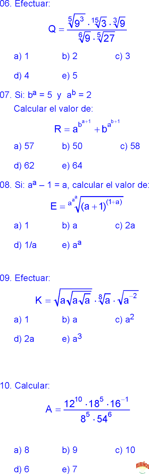 TEORÍA DE EXPONENTES FÓRMULAS Y EJERCICIOS RESUELTOS PDF