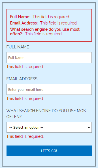 Validation Summary For Optimizely Forms Inside The Box