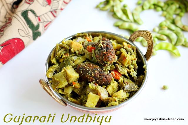 Undhiyu recipe | Gujarati Undhiyu | Jeyashri's Kitchen