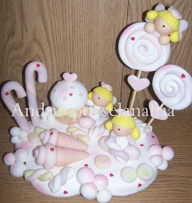 Andru Porcelana Fría: Candy Angelitos Bautismo Adorno