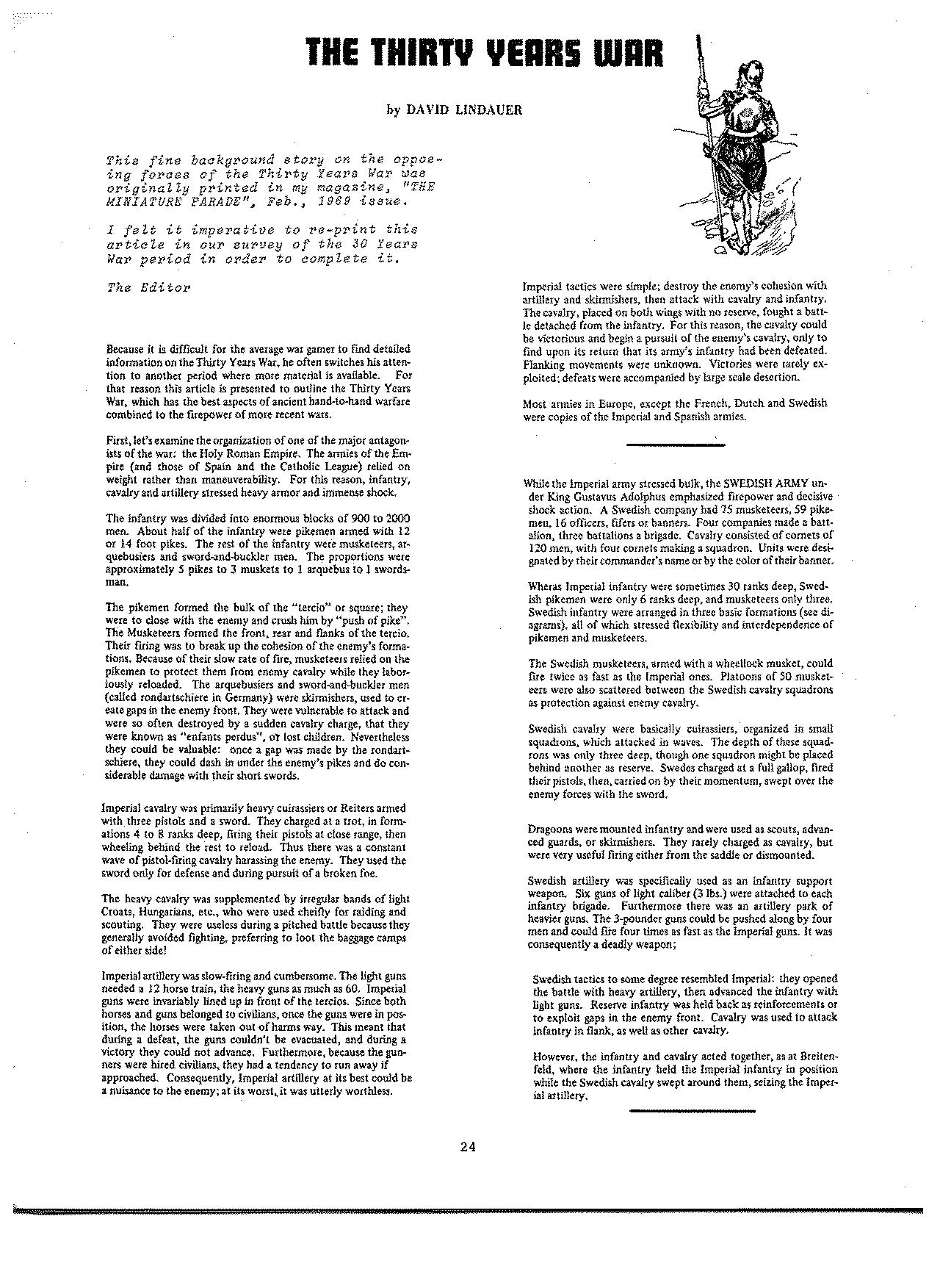 Blunders on the Danube: Wargames Digest 1971 - The 30 Years War