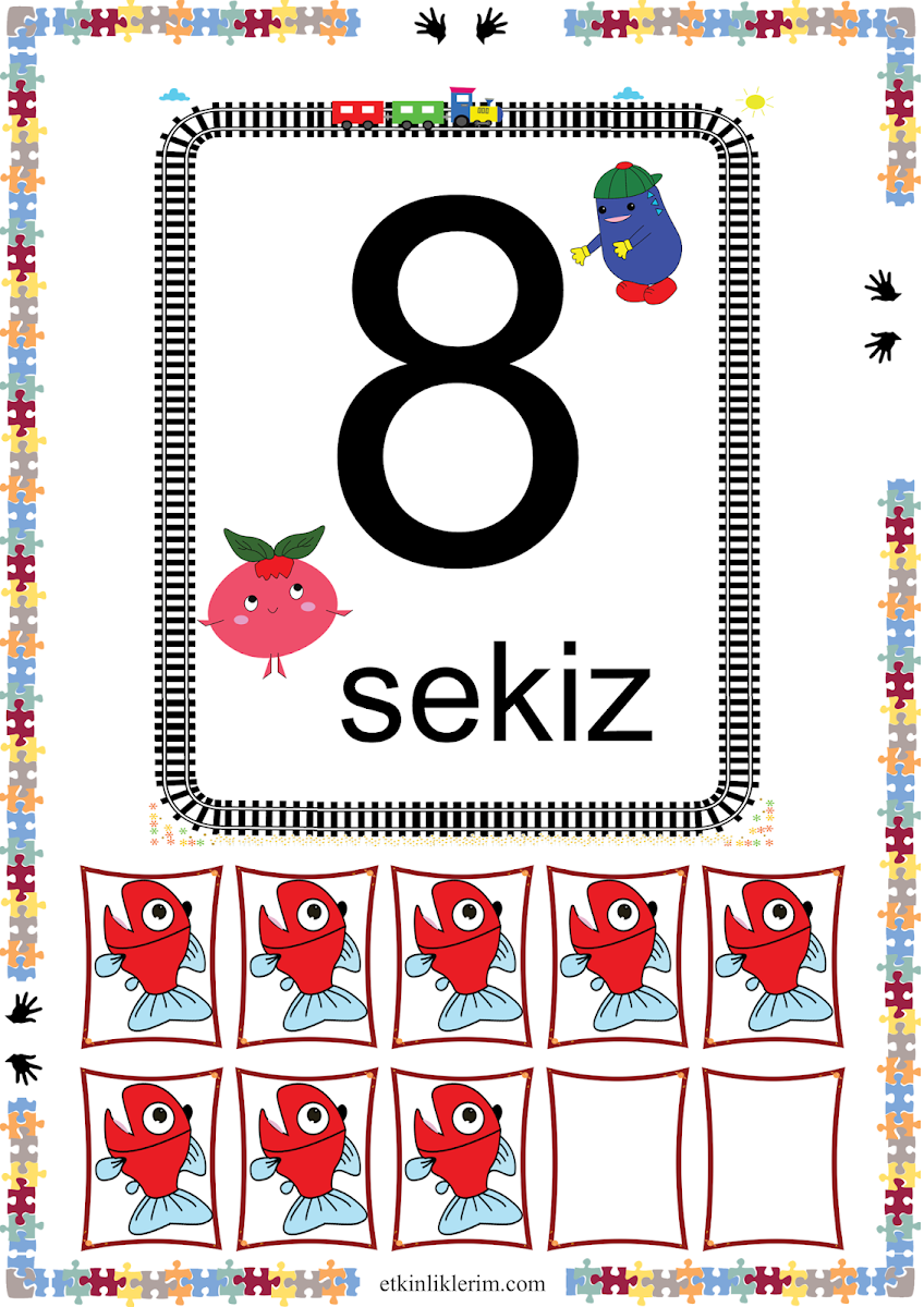 8 Rakamı Posteri – Okul Öncesi Sayı Panosu – Etkinliklerim.com