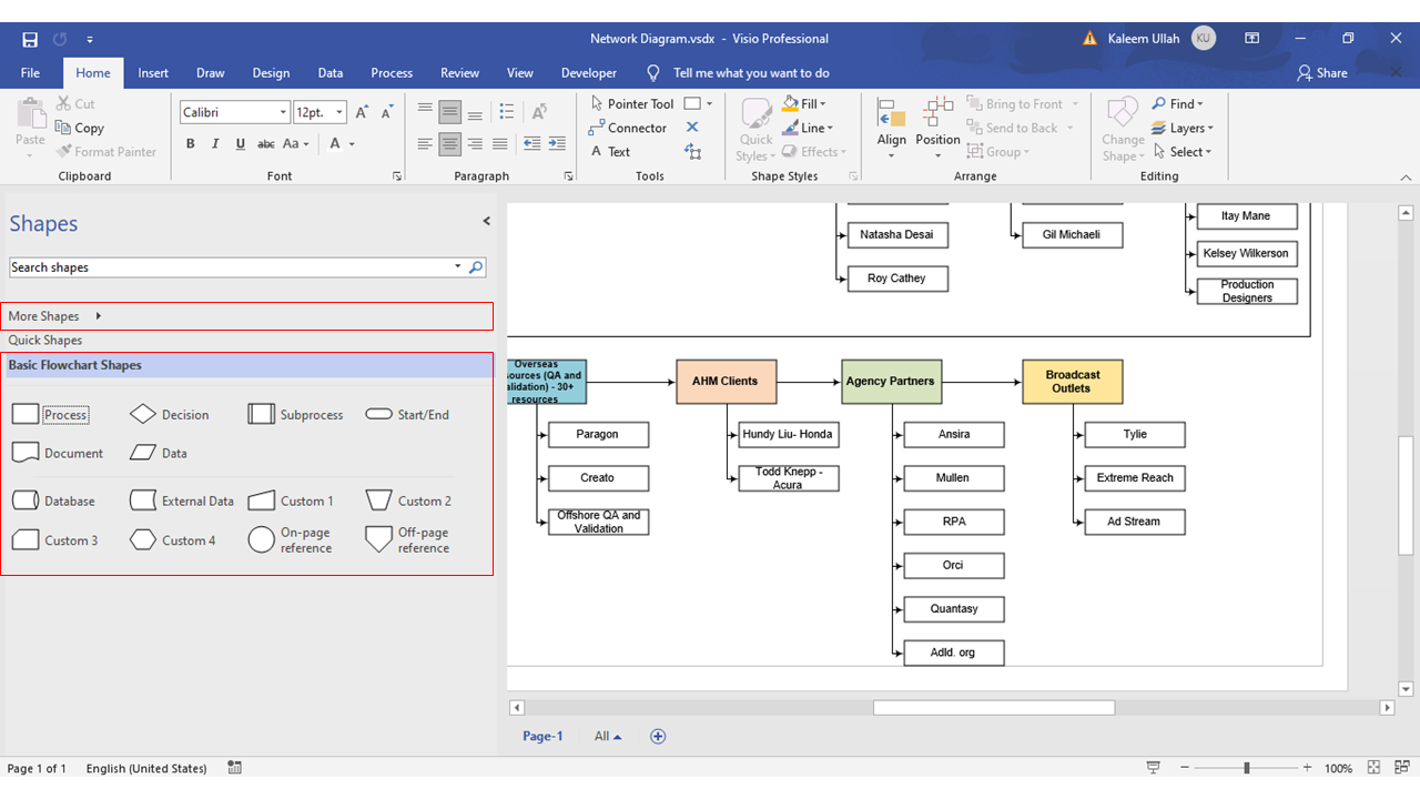 How to design flowchart in Visio?