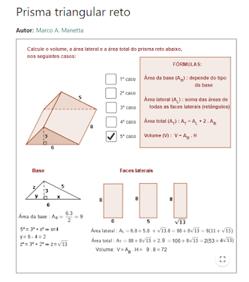 Equipa de Matemática: 8.ºA | Planificação de um Prisma Triangular Reto