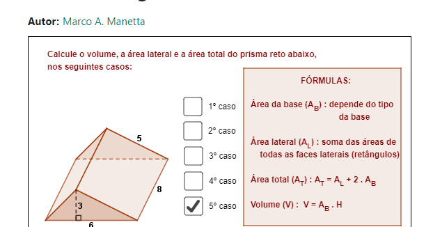 Equipa de Matemática: 8.ºA | Planificação de um Prisma Triangular Reto