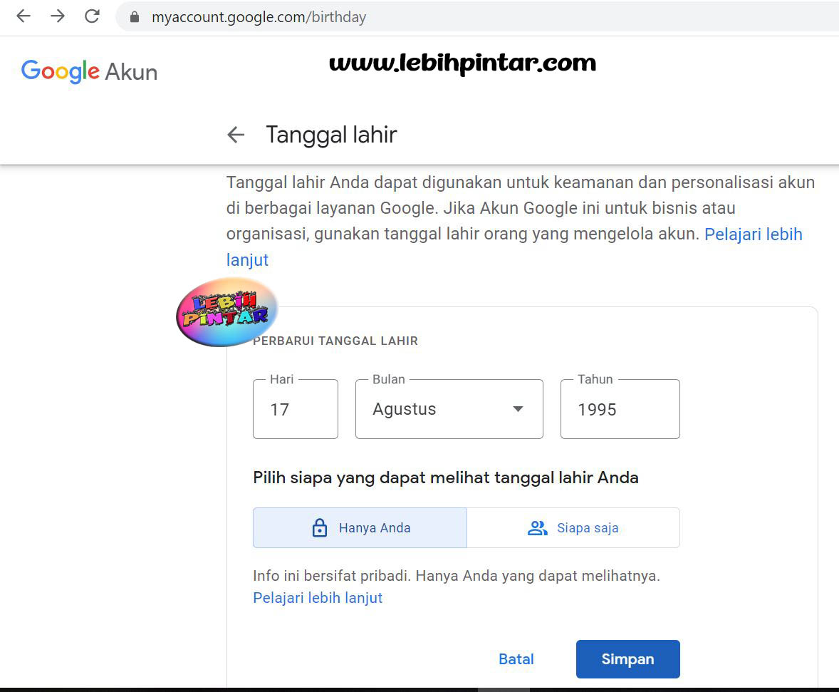 Cara Merubah Umur Tanggal Lahir Pada Akun Youtube Google Gmail - Lebih ...