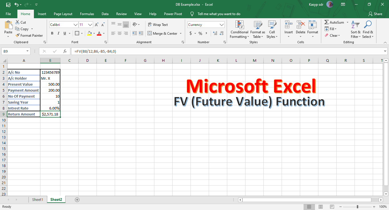 Fv Function In Microsoft Excel